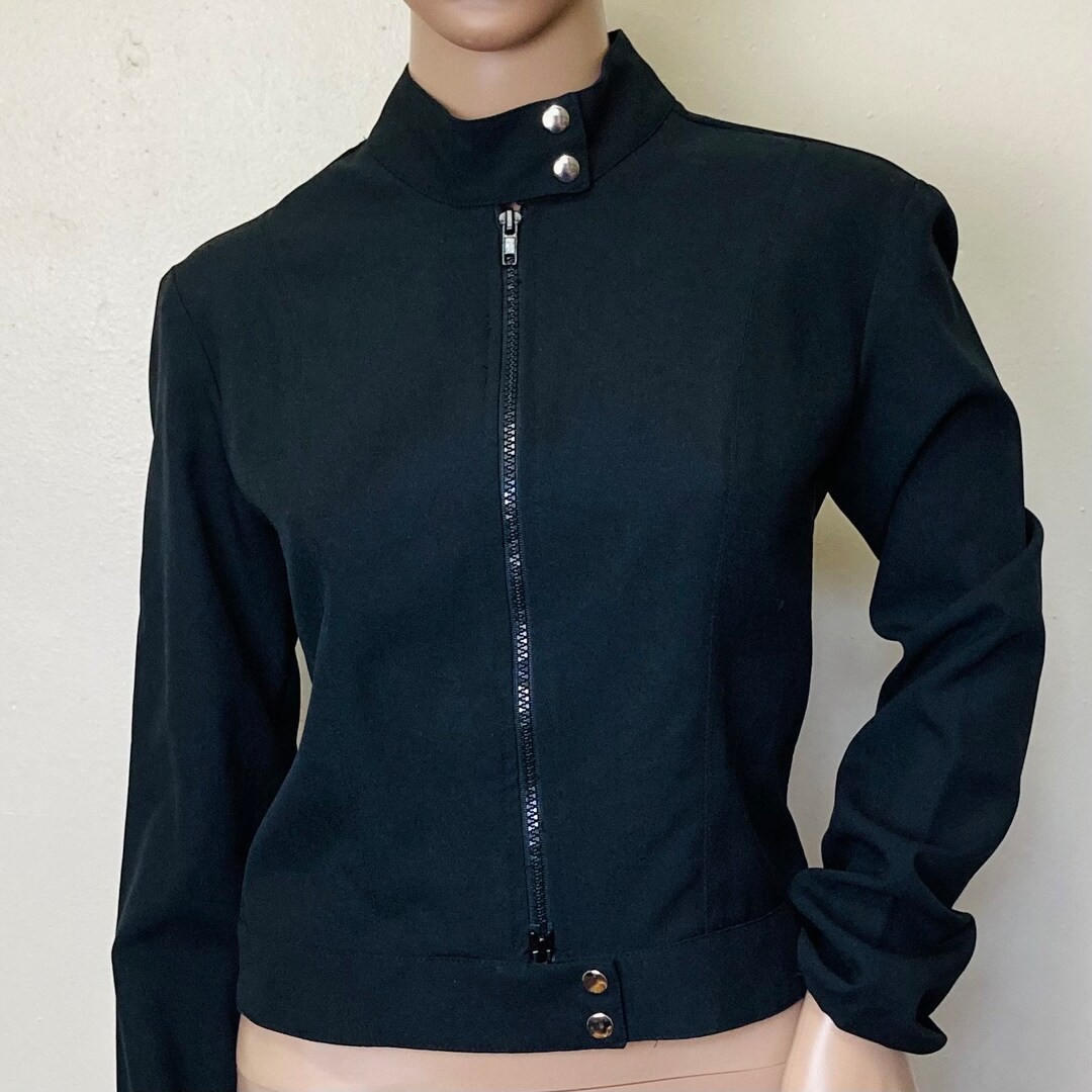 Black Cyberpunk Vintage 90s Y2K Hacker Style Cropped Snap Jacket - Etsy