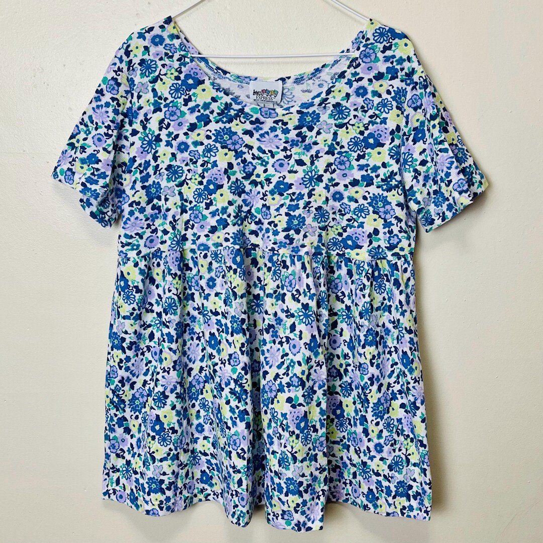 Maternity Babydoll Vintage 90s Colorful Floral Print Pop Art Tunic Top ...