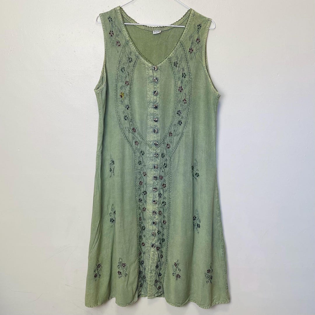 Sage Green Indian Rayon Vintage 90s Dress - Etsy