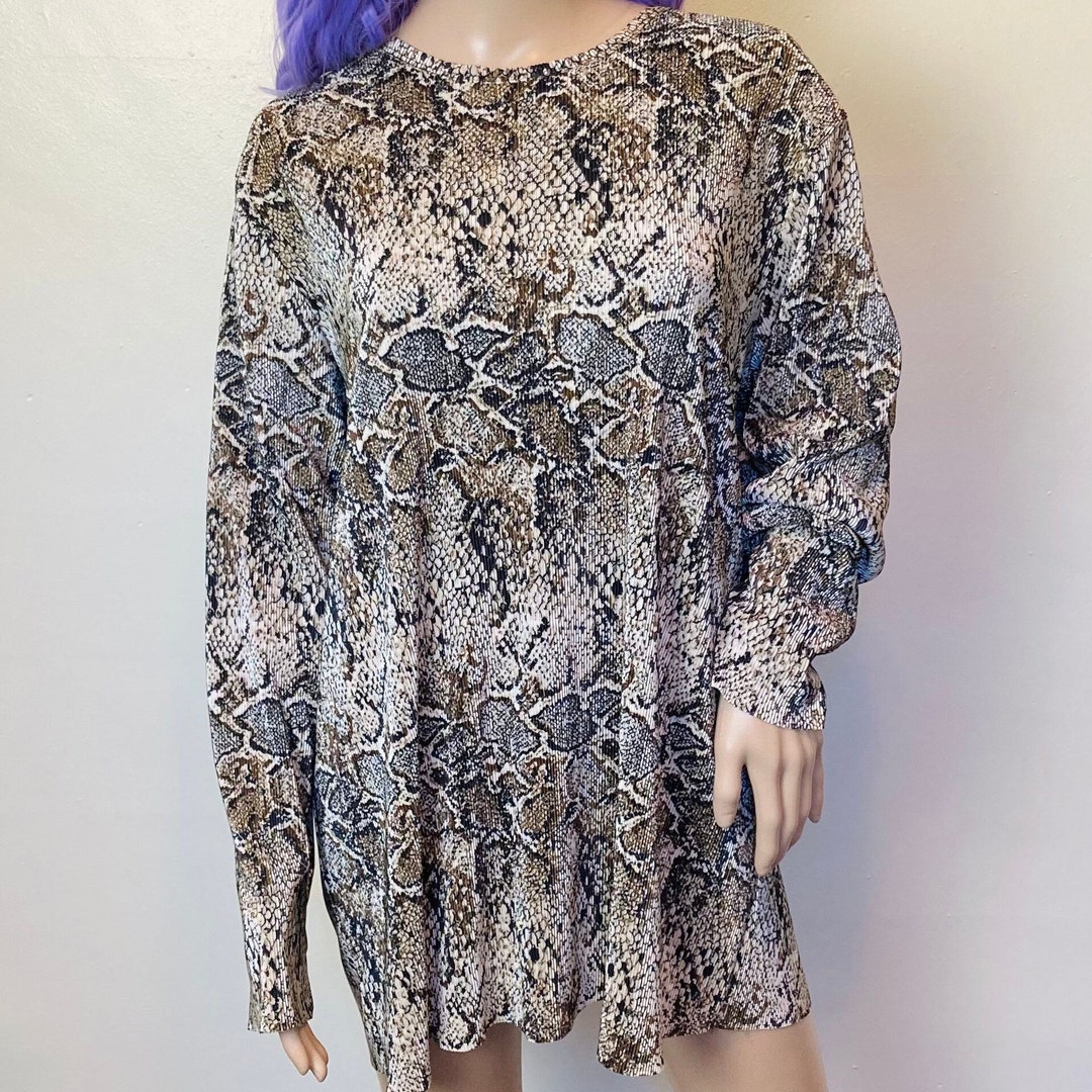 Micropleated Vintage Y2K Snake Print Boatneck Oversize Shirt - Etsy