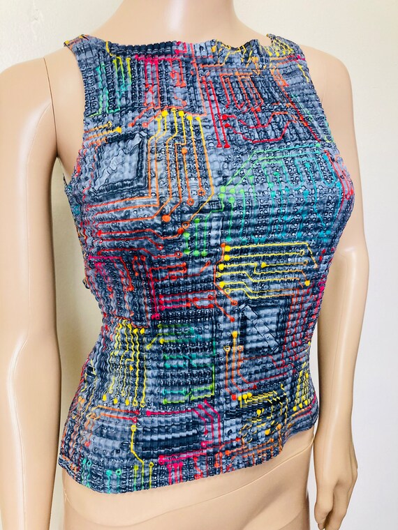 Textured Pleated Vintage 90s Y2K Circuit Board Cyberp… - Gem