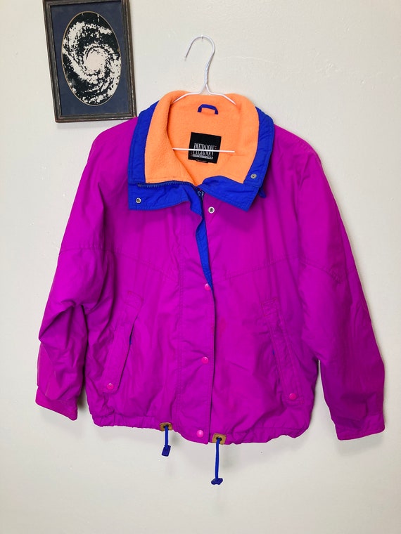 1980s Pink Purple Neon Jacket...unisex. colorful. bri… - Gem