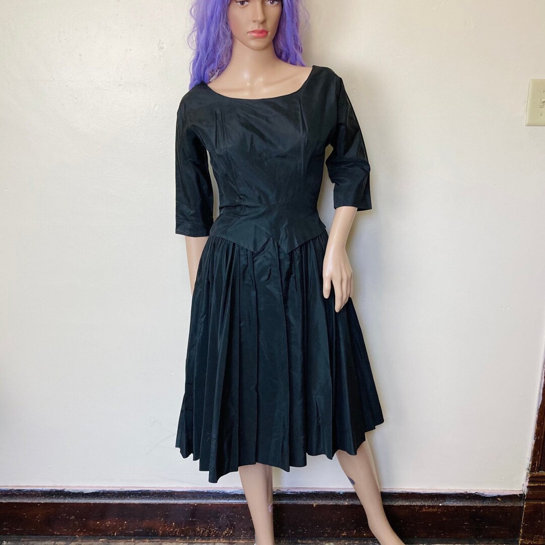 Mid Century 50s Vintage Full Skirt Little Black Formal Dress - Etsy