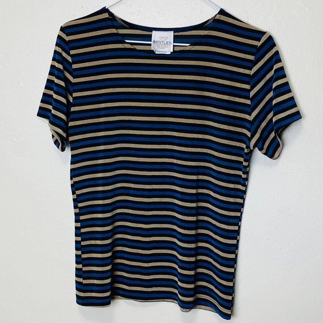 90s Does 70s Vintage Striped Stretch Shimmer Tee - Etsy