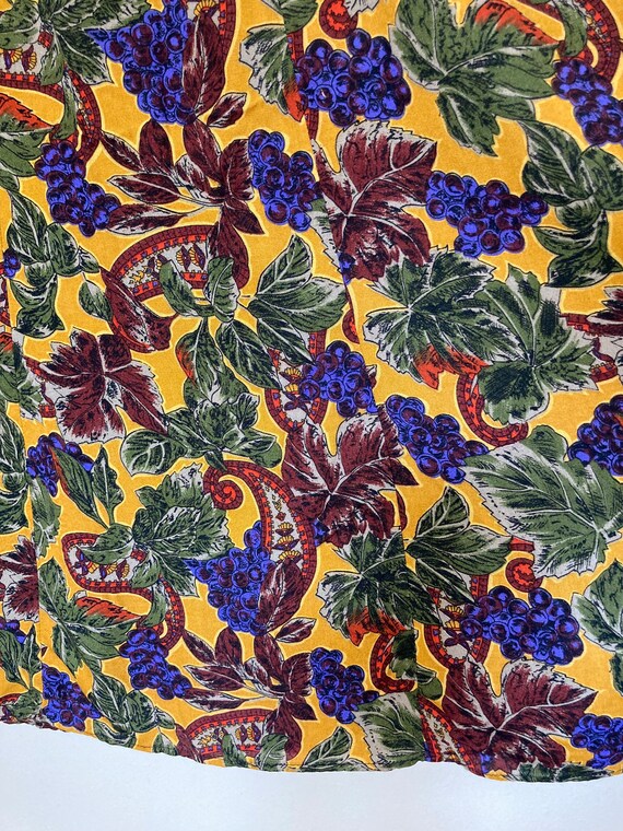 Golden Yellow Grape and Paisley Vintage 80s Maxi Skirt - Gem