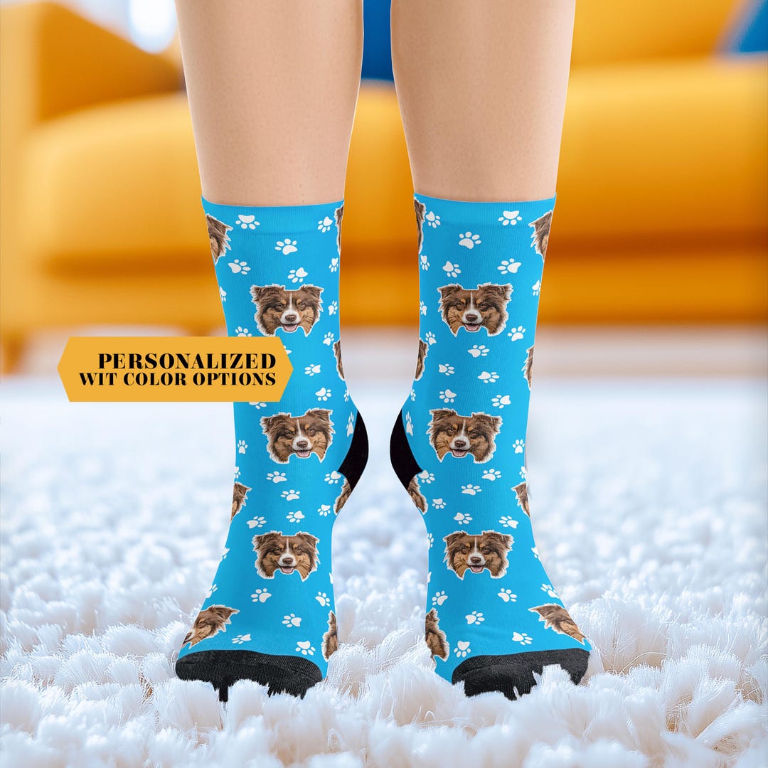 Personalized Pet Face Crew Socks – Custom Dog or Cat Photo Socks - Etsy