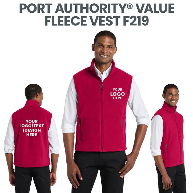 Custom Logo Men’s Fleece Vest | Port Authority® Branded Team & Company ...
