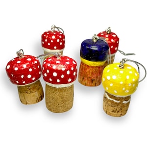 Upcycled Champagne Cork Mushroom Ornaments, Woodland Amanita Toadstool ...