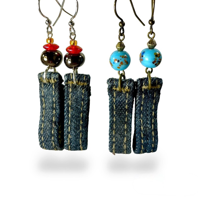 Denim Earrings - Etsy
