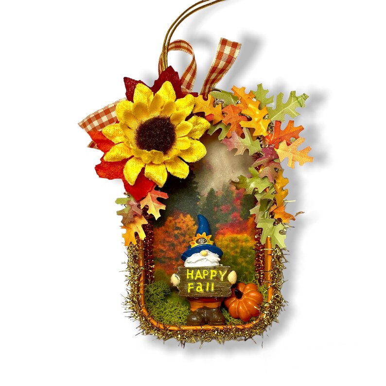 Fall Diorama Gnome Ornaments Upcycled Tin Shadowbox Autumn - Etsy
