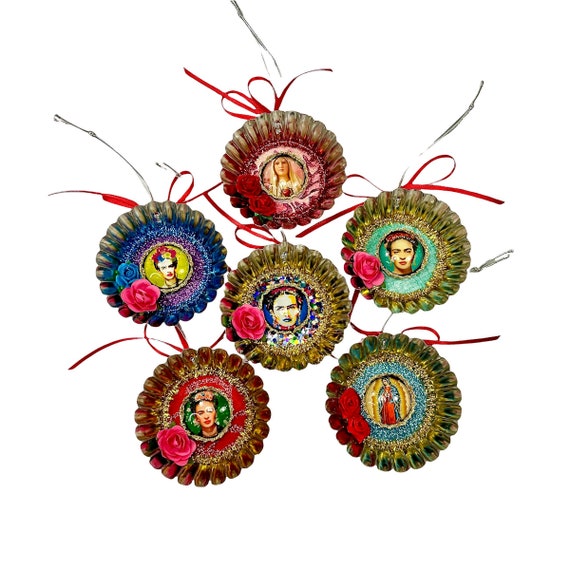 Colorful Tin Ornaments Mexican Folk Art Inspired Decorations - Etsy