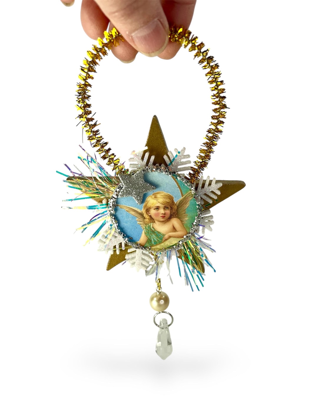 Vintage Inspired Angel Star Ornament for Cottage Chic Christmas Tree - Etsy