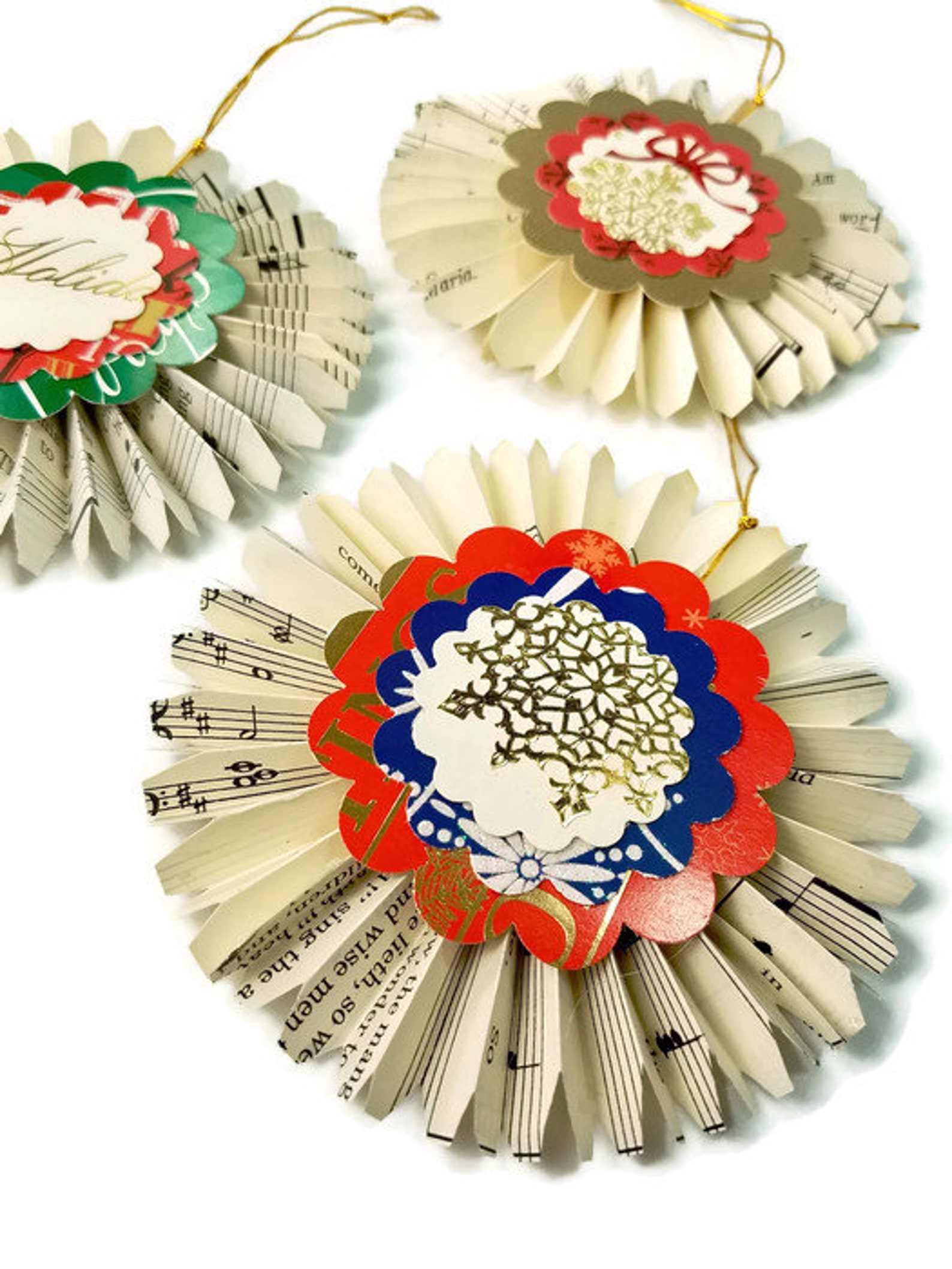 Victorian Paper Fan Ornaments Vintage Sheet Music Christmas - Etsy
