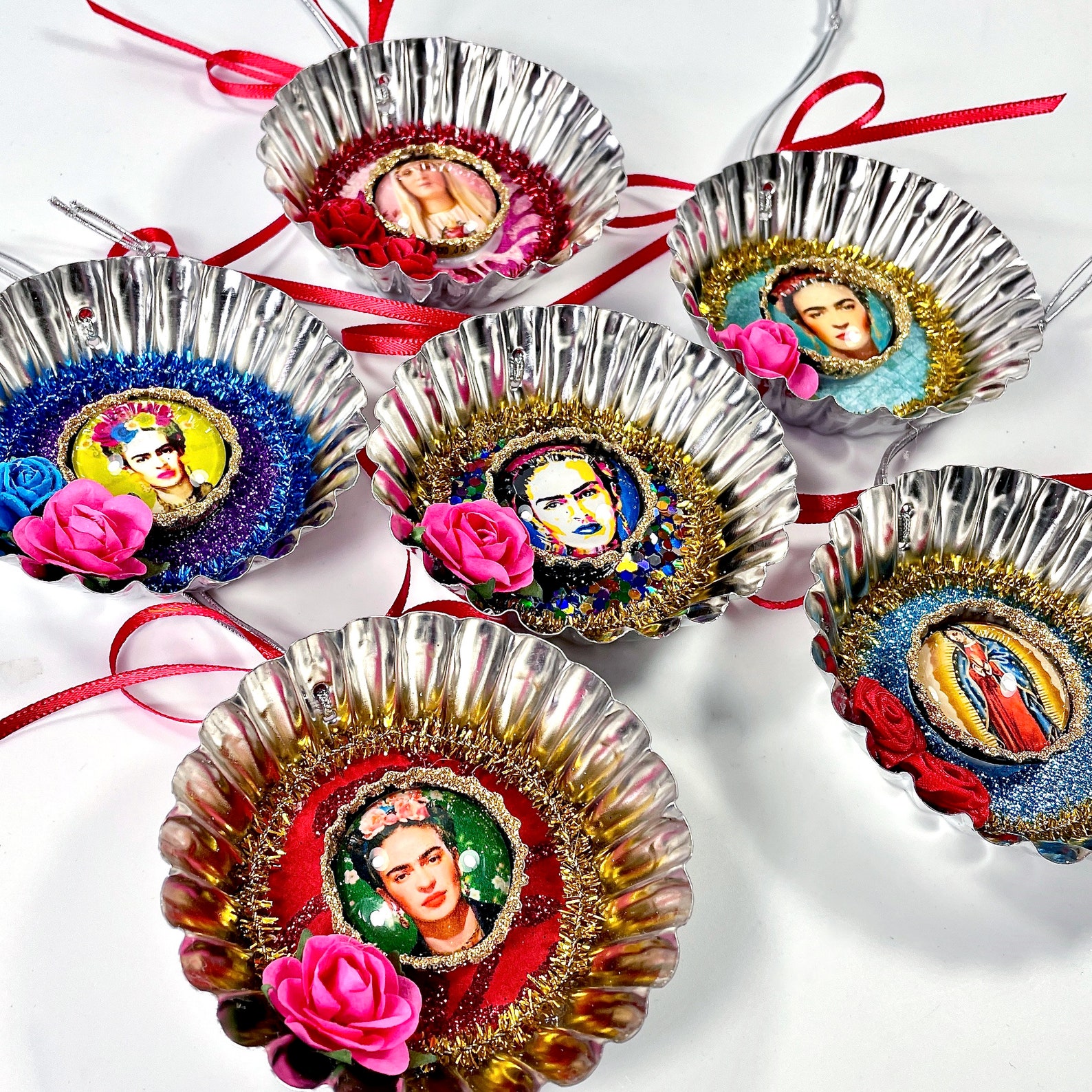Colorful Tin Ornaments Mexican Folk Art Inspired Decorations - Etsy