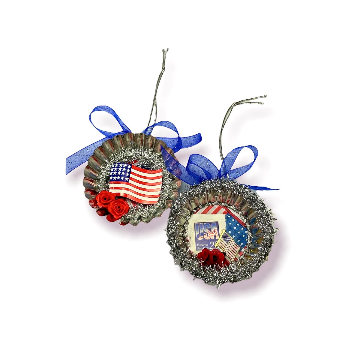 Patriotic Memorial Day Ornaments American Flag Red White | Etsy