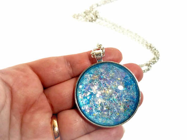 Sparkly Necklace Pendants in Blues or Purple | Etsy