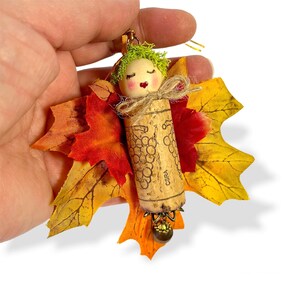 Whimsical Autumn Fairy Ornaments, Fall Wine Cork Decorations, Leaf ...