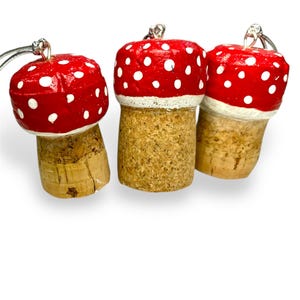 Upcycled Champagne Cork Mushroom Ornaments, Woodland Amanita Toadstool ...