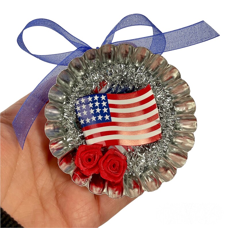 Patriotic Memorial Day Ornaments American Flag Red White | Etsy