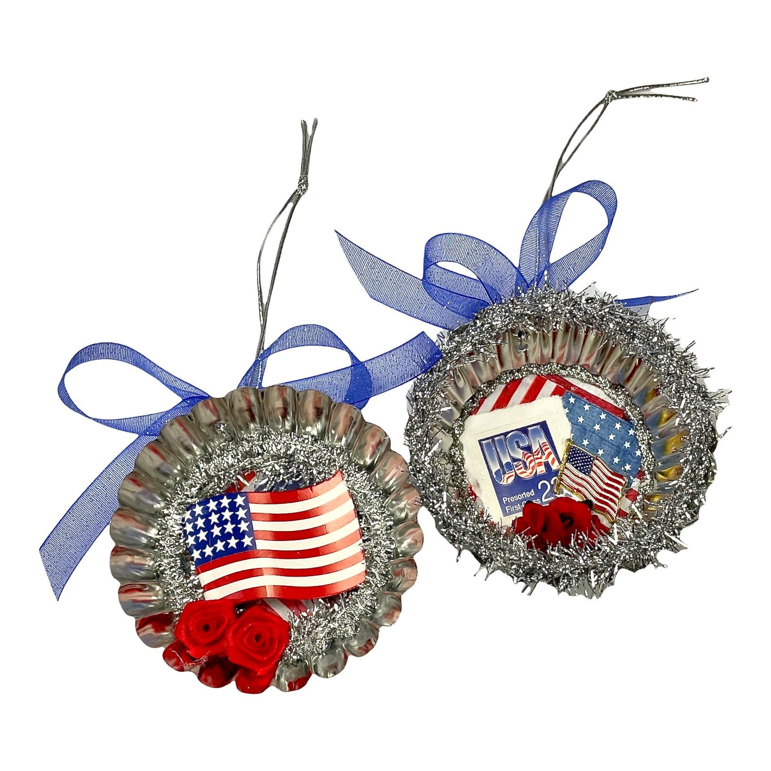 Patriotic Memorial Day Ornaments American Flag Red White | Etsy