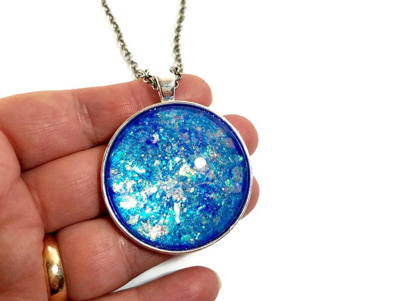 Sparkly Necklace Pendants in Blues or Purple | Etsy