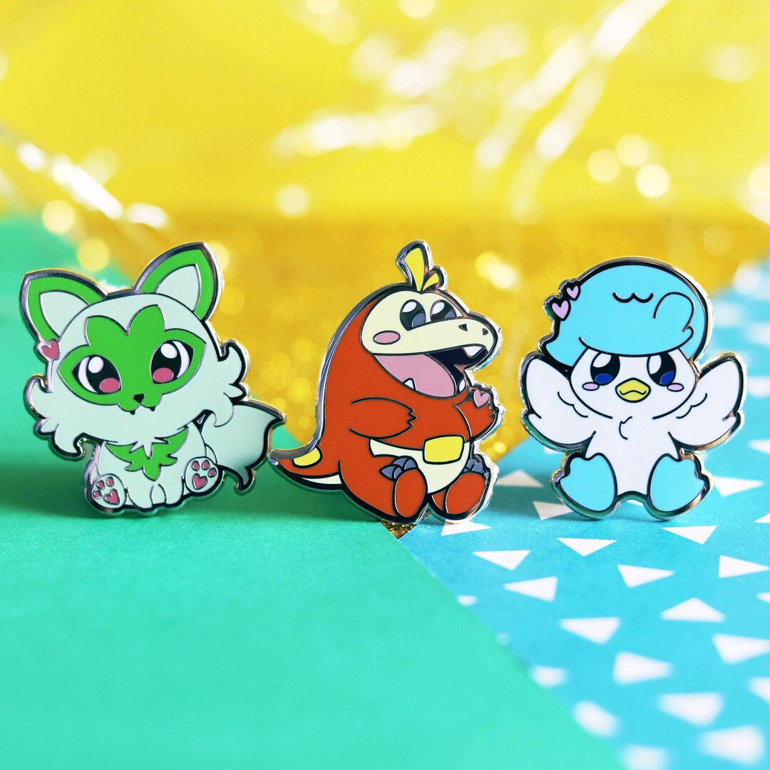 Elemental Guardians Enamel Pin Set: Floral Feline, Fire Gator ...