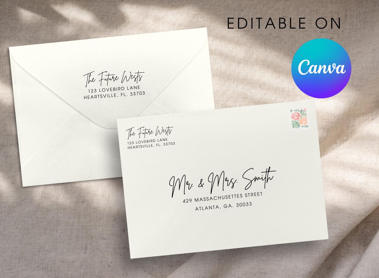 Elegant Addressed Envelope Template | DIY Wedding Labels | Printable ...
