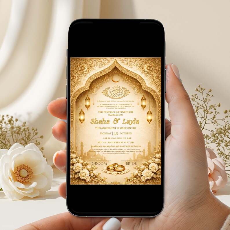 Editable Nikkah Certificate Template | Islamic Wedding Contract ...