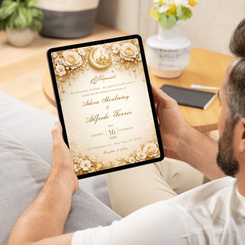 Nikkah Invitation Card Template | Editable Islamic Wedding Invitation ...