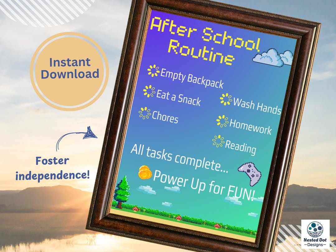 Kids After School Routine Chart Printable Daily Checklist Afternoon ...