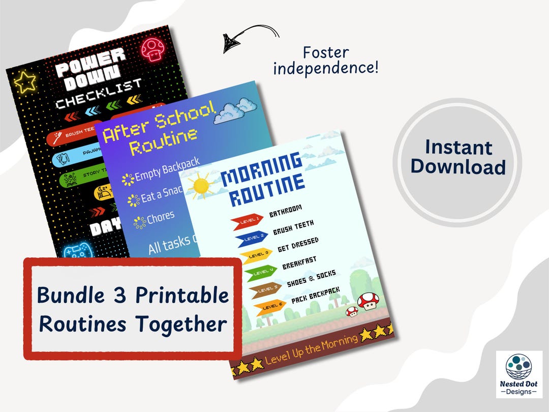 Kids Routine Chart Printable Daily Routine Morning Routine After School ...