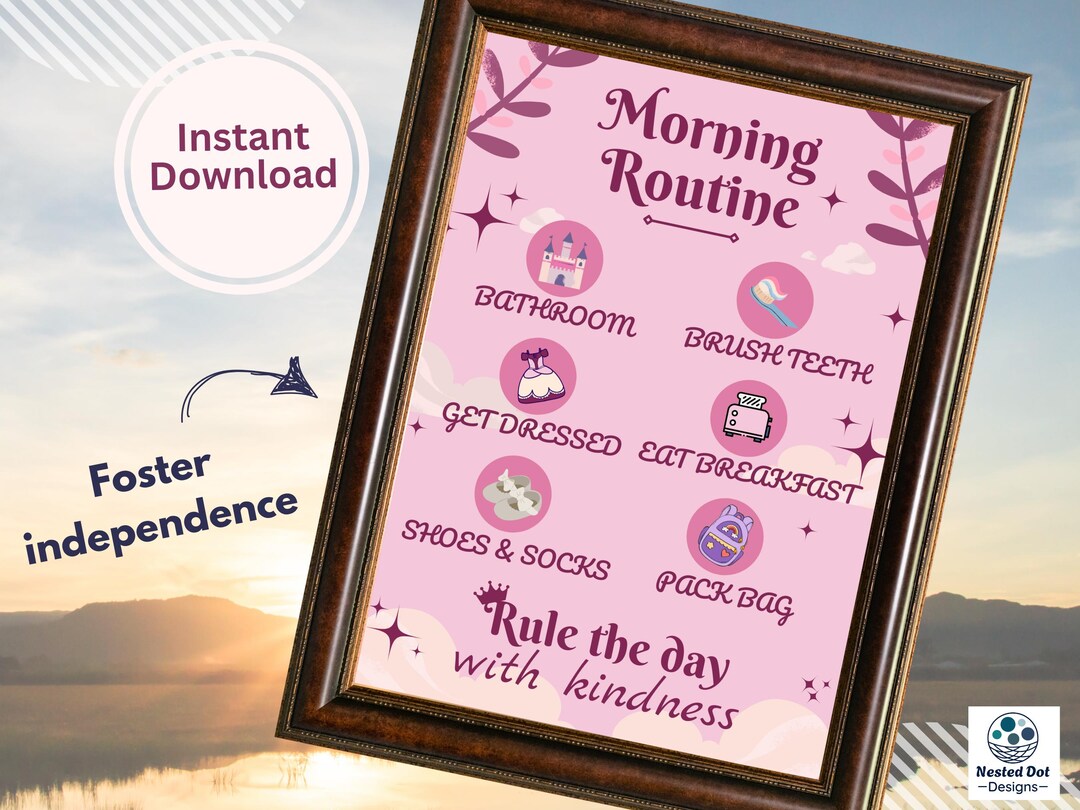 Kids Morning Routine Chart Printable Daily Checklist Visual Schedule ...