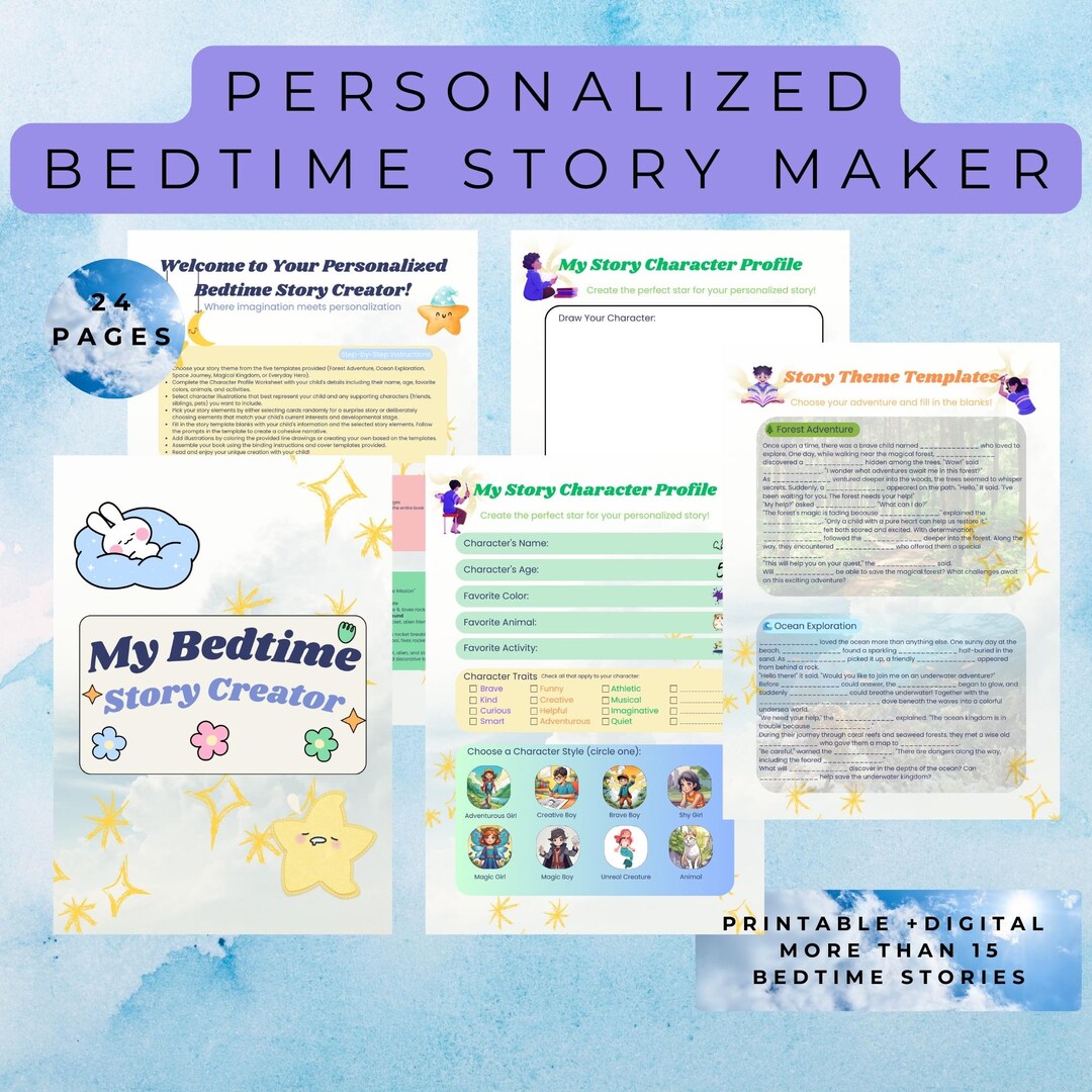 Personalized Bedtime Story Maker – Printable Kids’ Storybook Kit | DIY ...