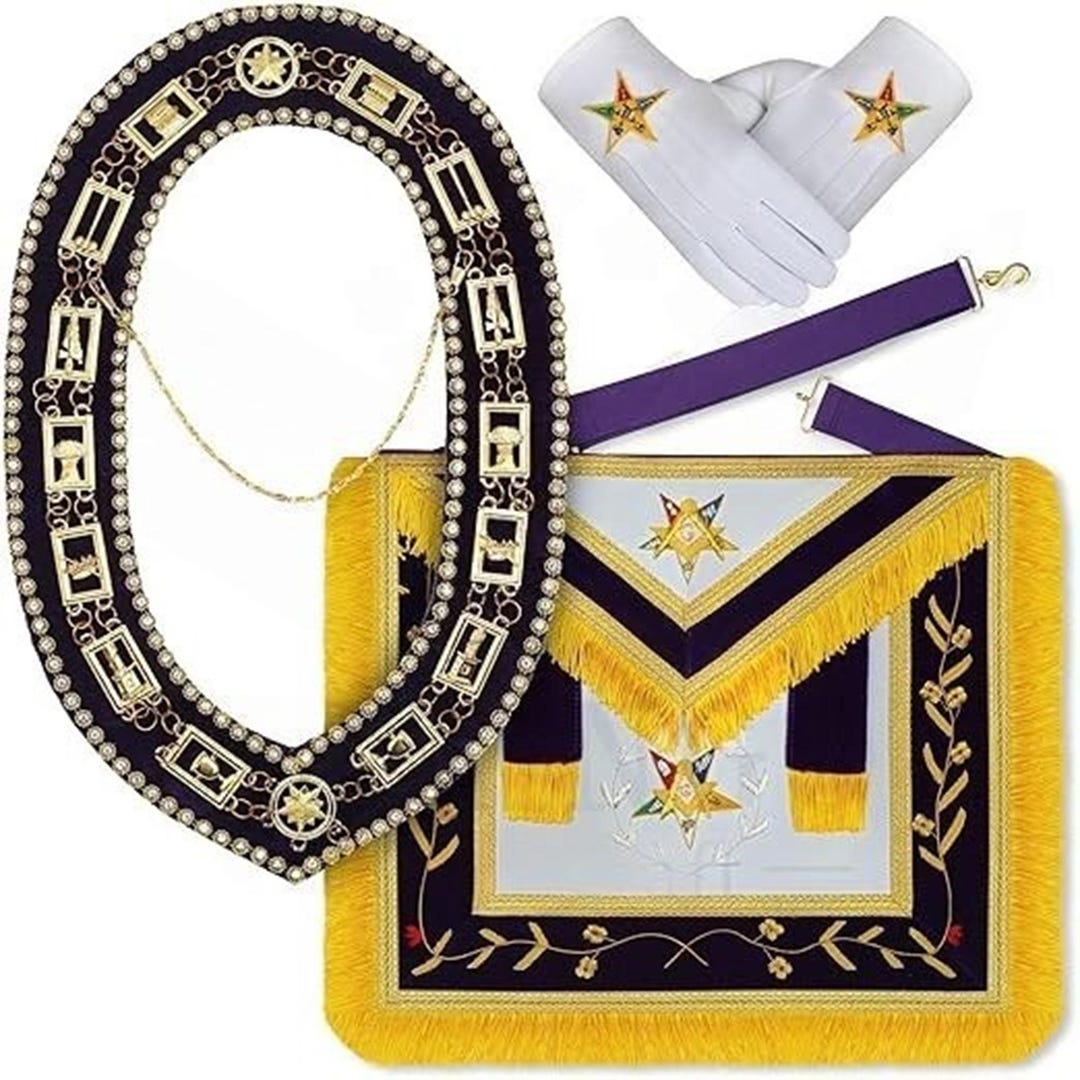 Masonic Eastern Star Regalia Set – OES Apron, Collar, Gloves & Sash ...