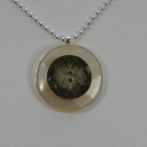 Vintage Button Pendant Necklace, Large & Chunky, 18" Sterling Silver ...