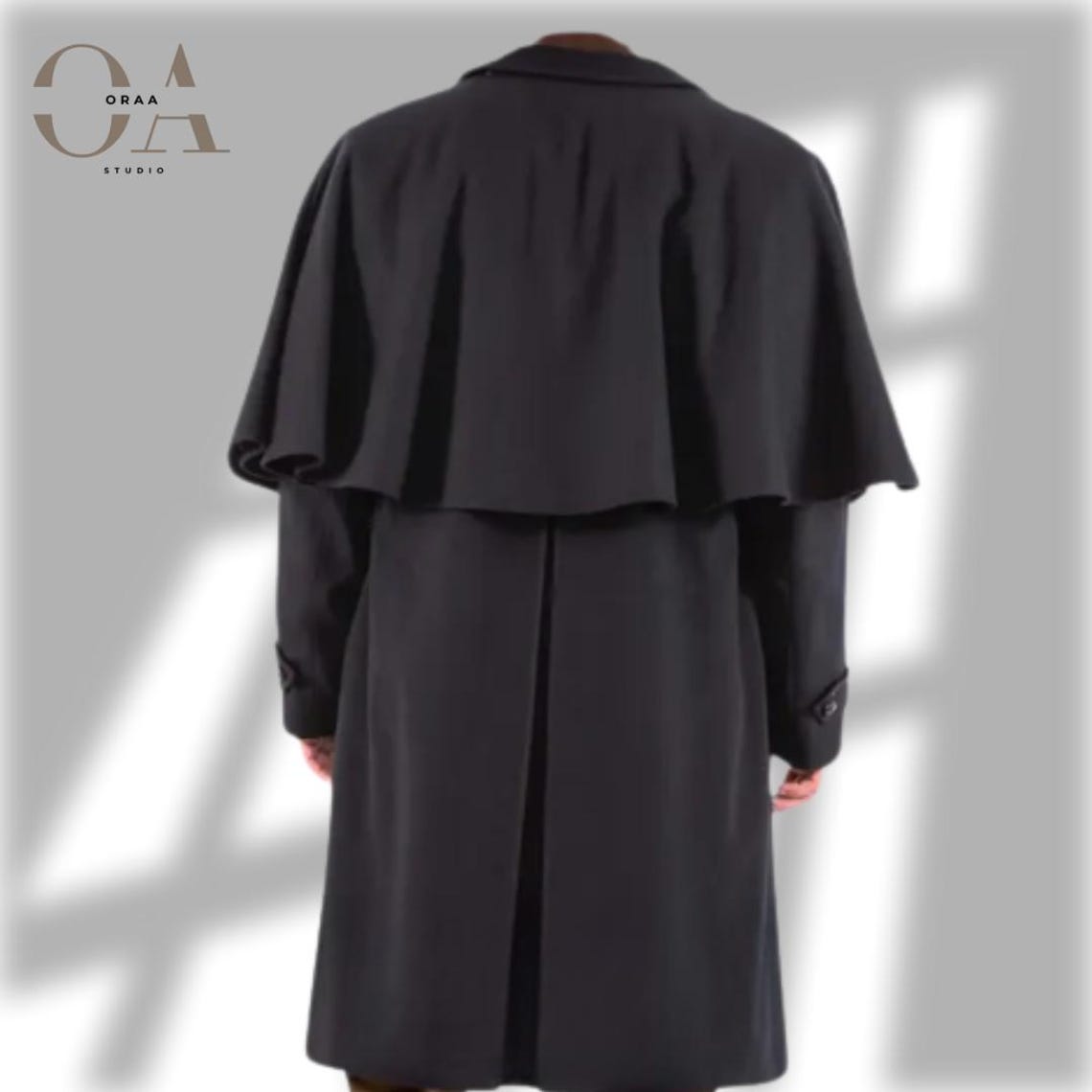 Men's Black Wool Inverness Cape Coat – Victorian Overcoat With ...