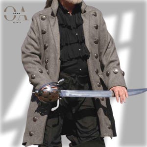 Blackbeard Pirate Coat, Buccaneer Men's Halloween Jacket, Pirates of ...