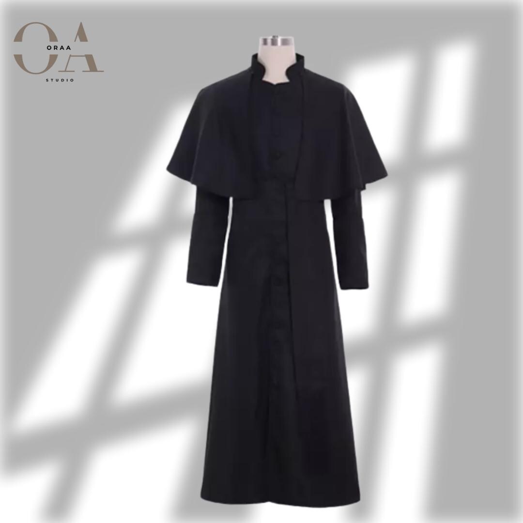 Free Sash - Tailored Black Roman Cassock With Shoulder Cape | Priest ...