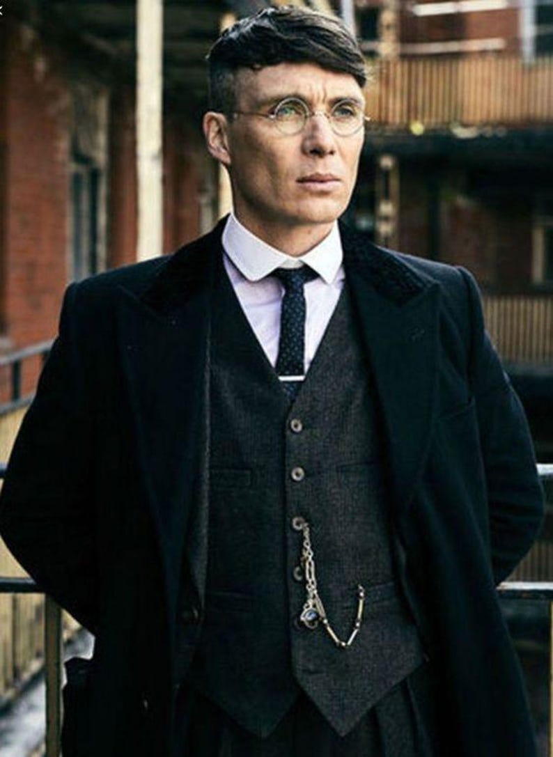 Peaky Blinders Men's Classic Trench Coat & 3-piece Tweed Suit Set ...