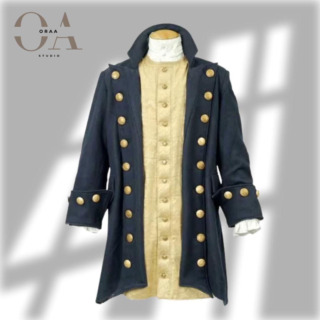 Blackbeard Pirate Coat, Buccaneer Men's Halloween Jacket, Pirates of ...