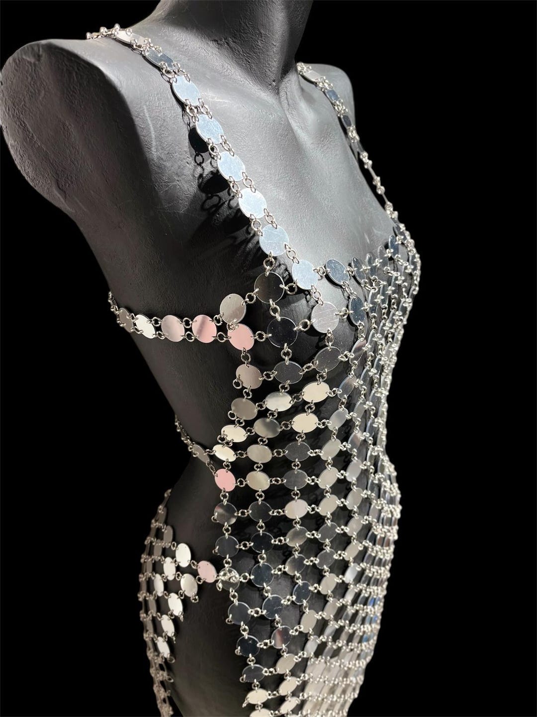 Rave Clothing, Festival Dress, Body Chain Jewelry, Mirror Disc Dress ...