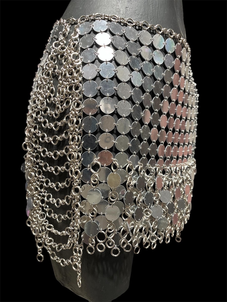 Silver Mirror Chainmail Set: Reflective Metal Armor Outfit, Festival ...
