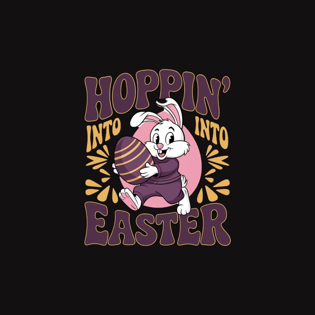 Hoppin' Into Easter PNG, Retro Easter Bunny Clipart, Cute Easter Egg ...