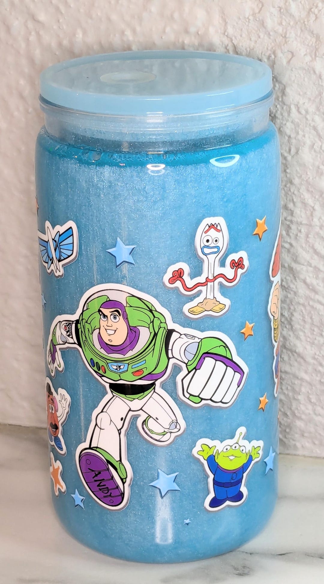 Woody and Buzz Light-year Themed Shimmer Cup, 16oz Acrylic Can, Tumbler ...