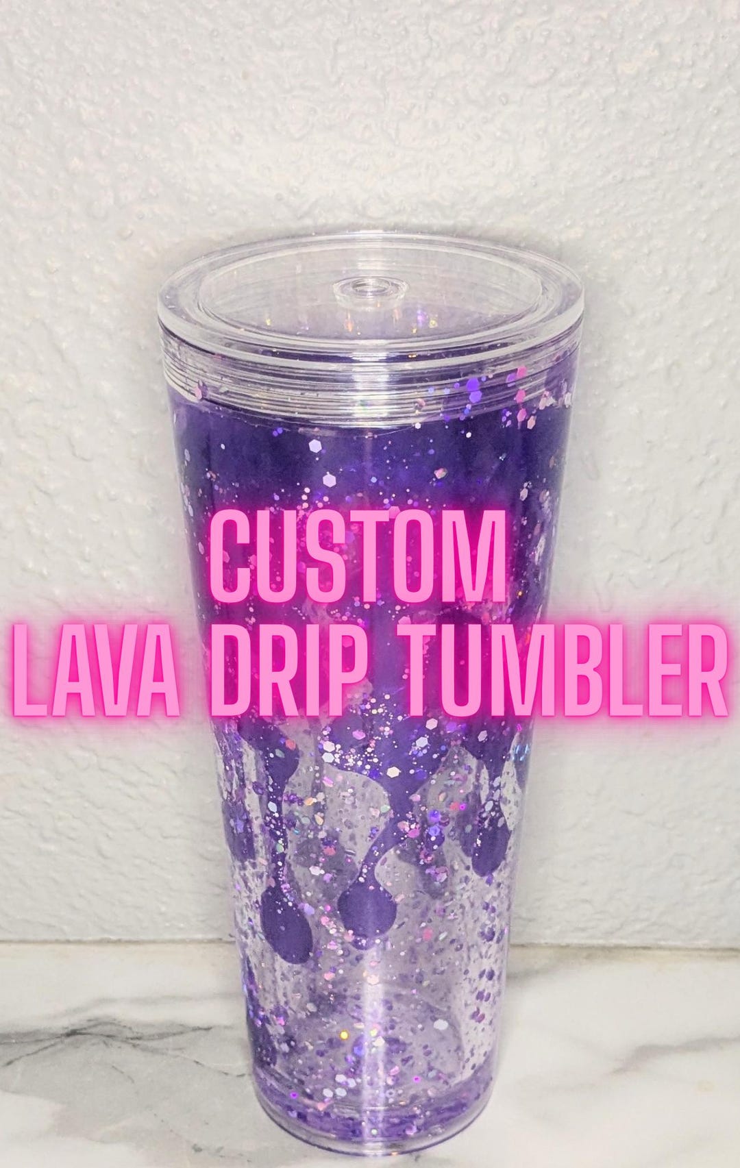 Custom Lava Drip Tumbler | 24 Oz Acrylic Lava Drip Tumbler | Purple ...