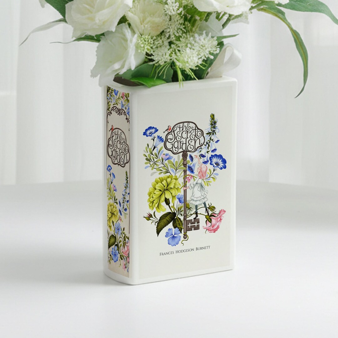The Secret Garden Book Vase, Floral Ceramic Book Shaped Vase, Classic ...