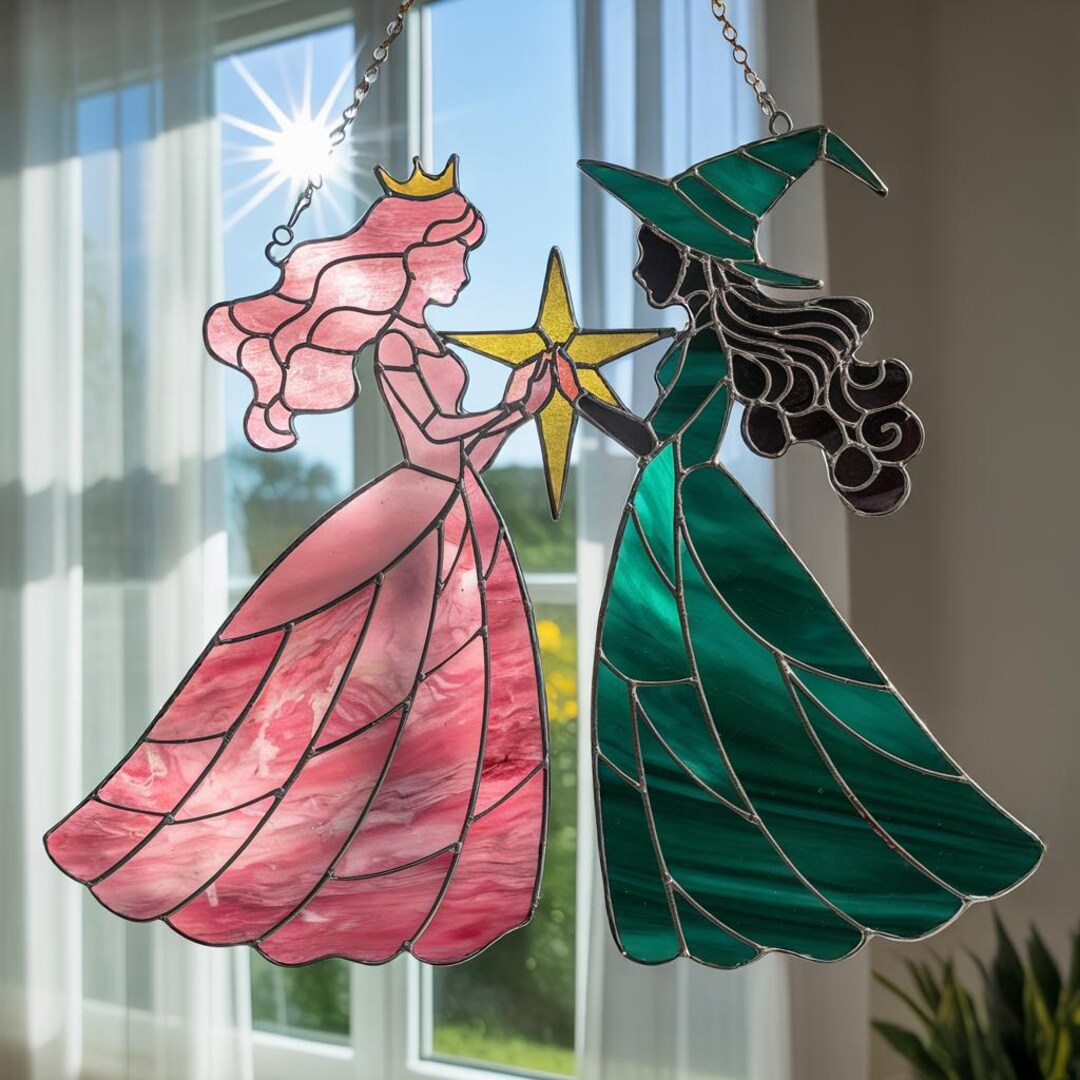 Elphaba and Glinda Acrylic Suncatcher, Wicked Musical Window Hanging ...