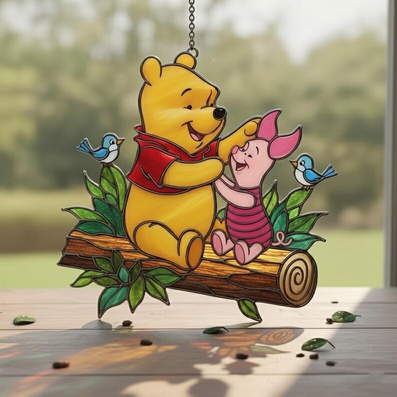 Winnie the Pooh and Piglet Suncatcher, Disney Friendship Acrylic Window ...