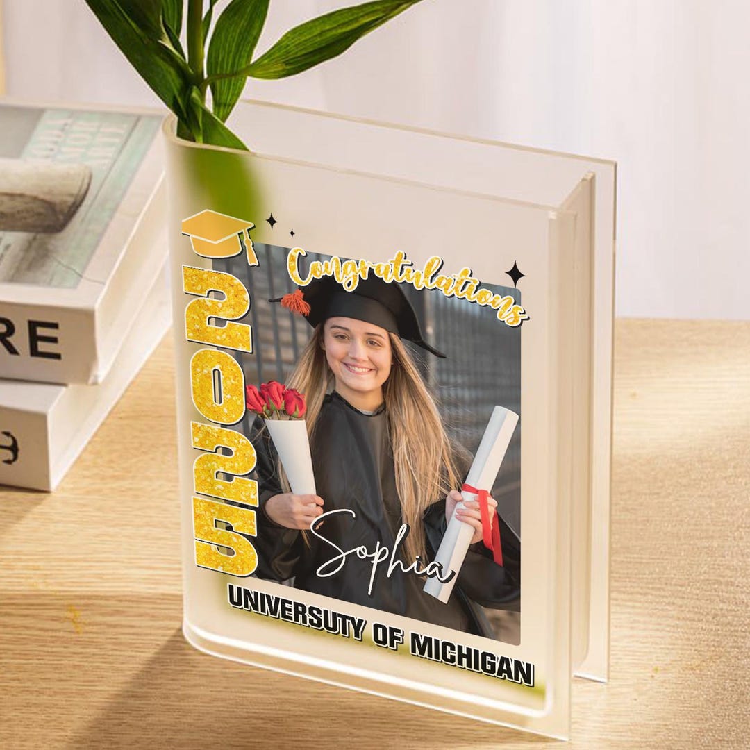 Graduation Book Vase, Custom Photo Acrylic Vase, Class of 2025 ...