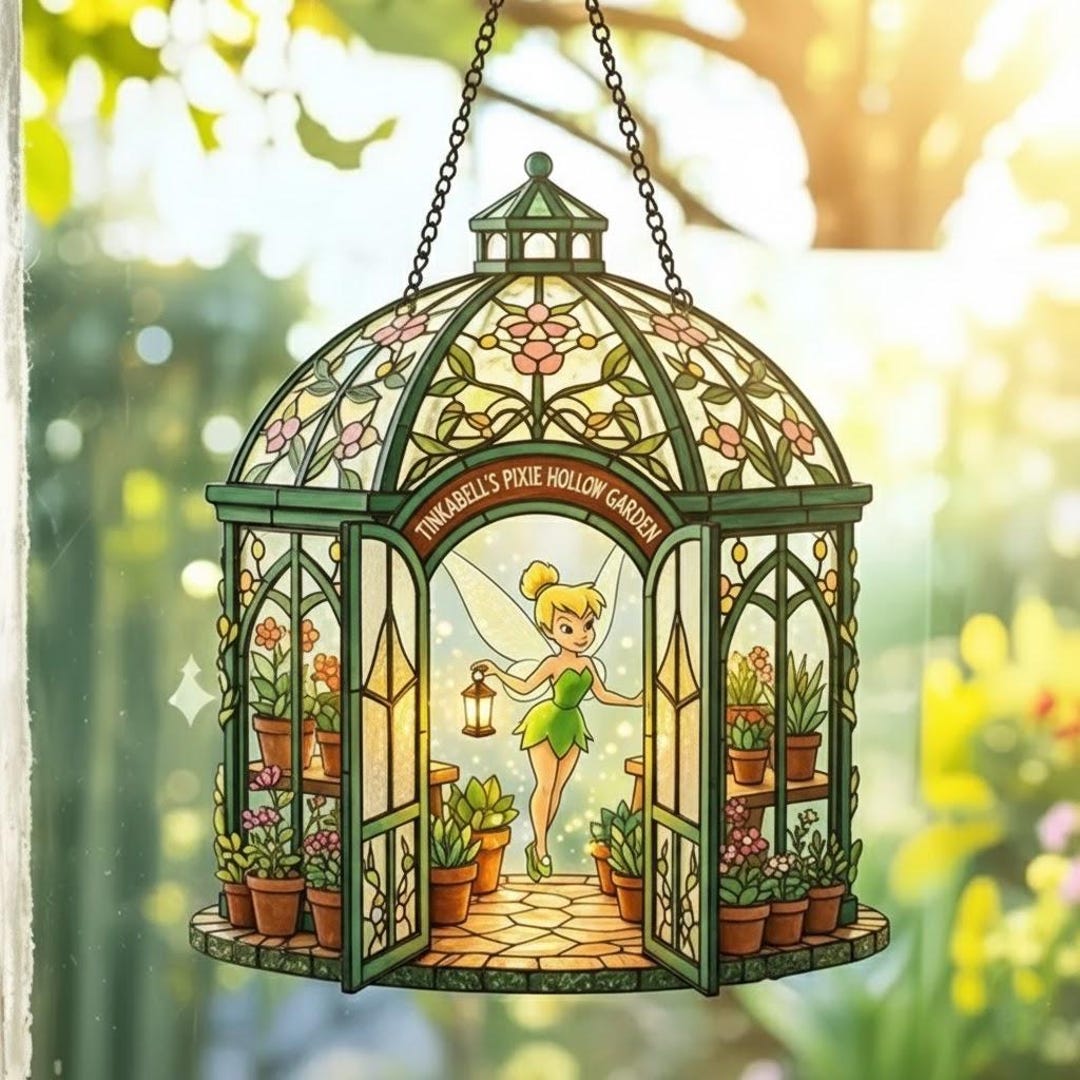 Tinker Bell Greenhouse Garden Acrylic Suncatcher, Pixie Hollow Fairy ...